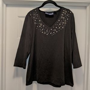 Susan Graver | Tops | Euc Susan Graver Womens Black W Silver Blouse ...